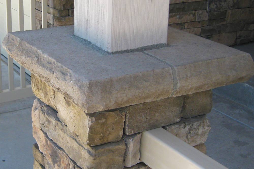 Hewn Sandstone 2 Piece Pier Cap With 4 Inch Post